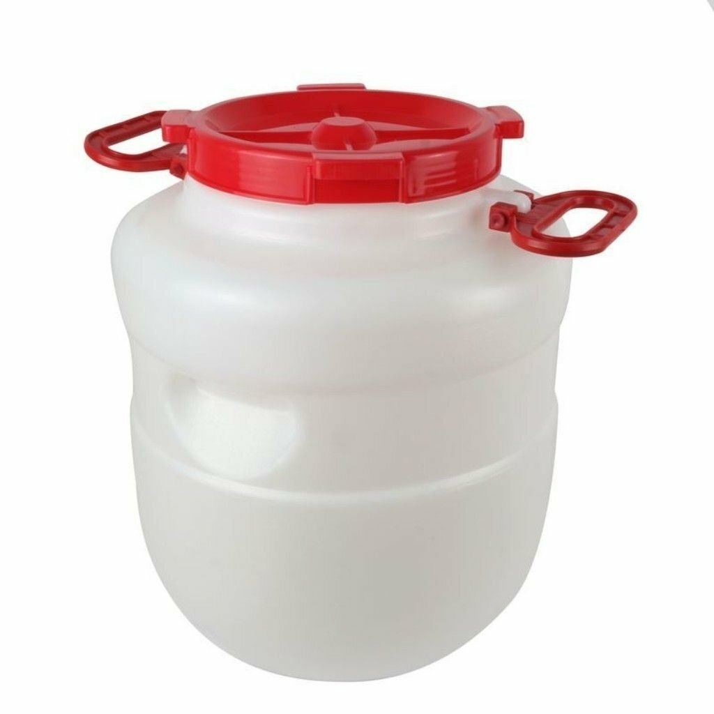 Бочка пластиковая Радиан Дачная 30 л для воды, круглая с крышкой и ручками, белая, 10193055