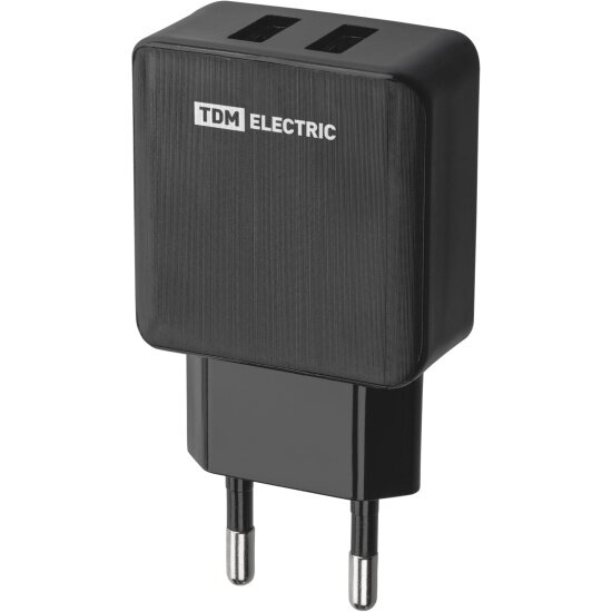 Сетевое зарядное устройство Tdm Electric СЗУ 4, 2,1 А, 2 USB, черный, SQ1810-0021