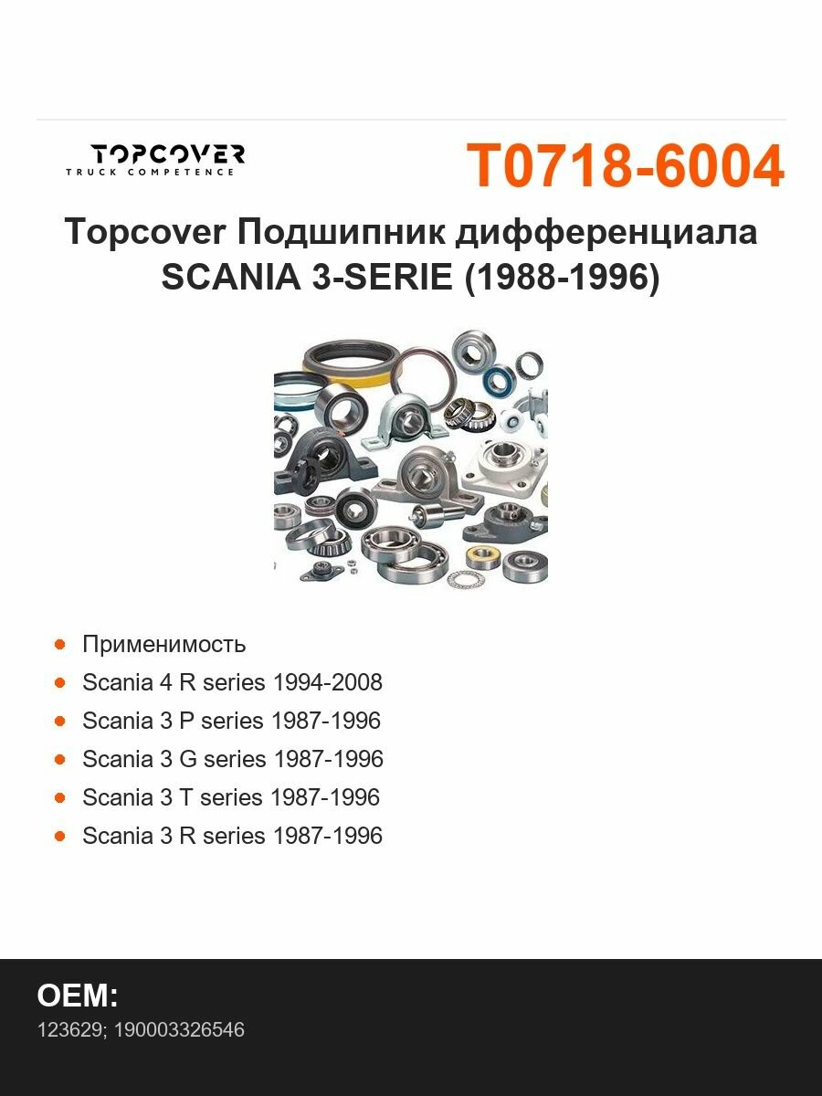 Topcover Подшипник дифференциала SCANIA 3-SERIE (1988-1996)