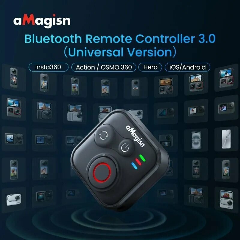 Bluetooth-кнопка для фото DJI, Insta360, GoPro, черный матовый