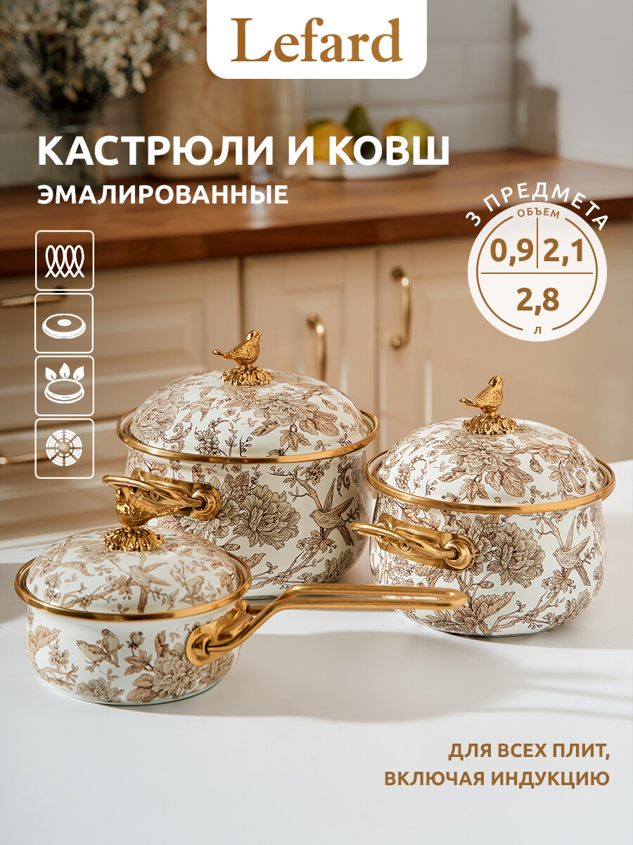 Набор Посуды Lefard Серия Royal Garden 6Пр: Кастрюли 2,1Л+2,8Л