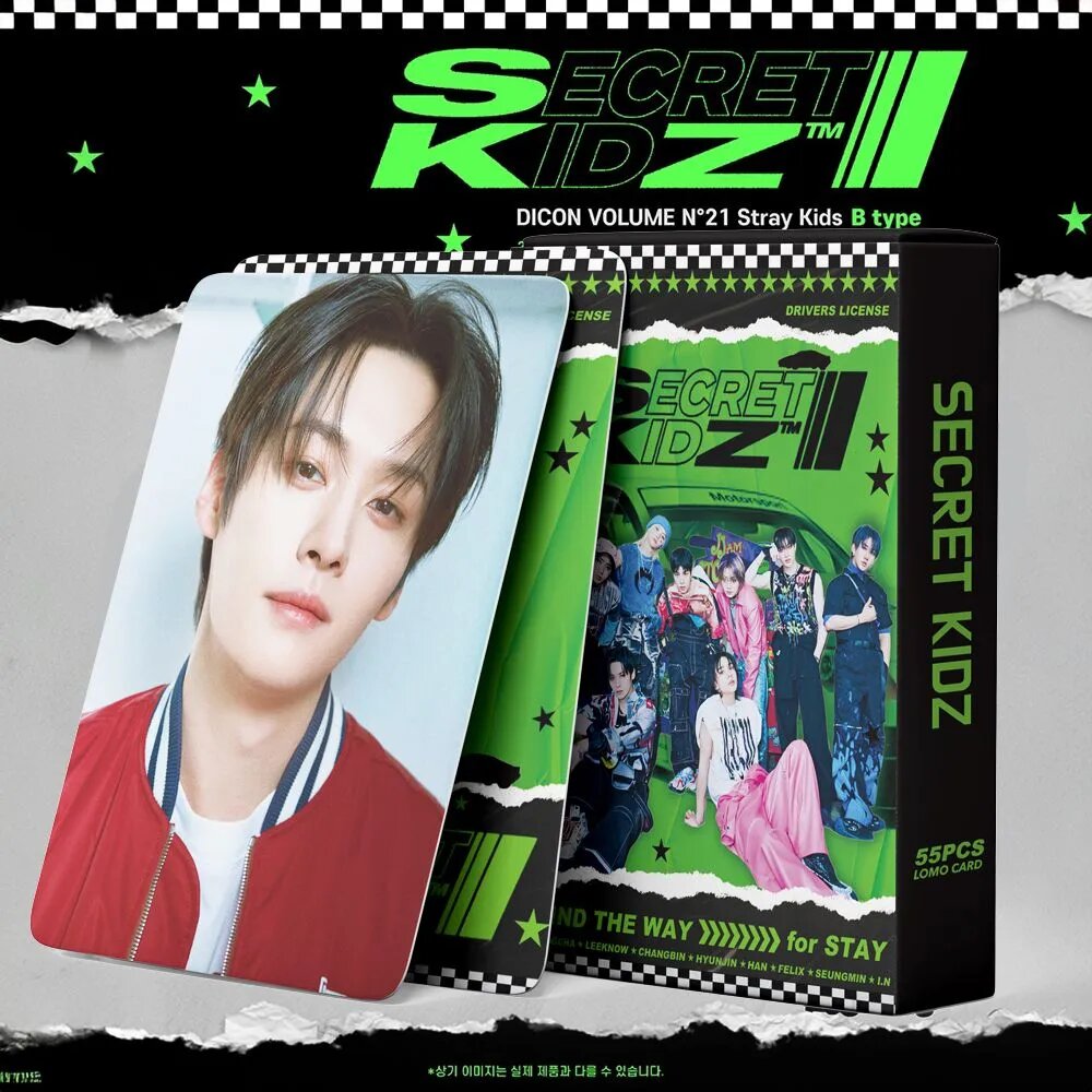 STRAYKIDS LOMO Cards 55 шт. Альбом K-POP SECRET KIDZ Мини STRAY KIDS HOP Фотокарточки 2024 SKZOO Коллекционный постер для фанатов SKZ ATE Открытка