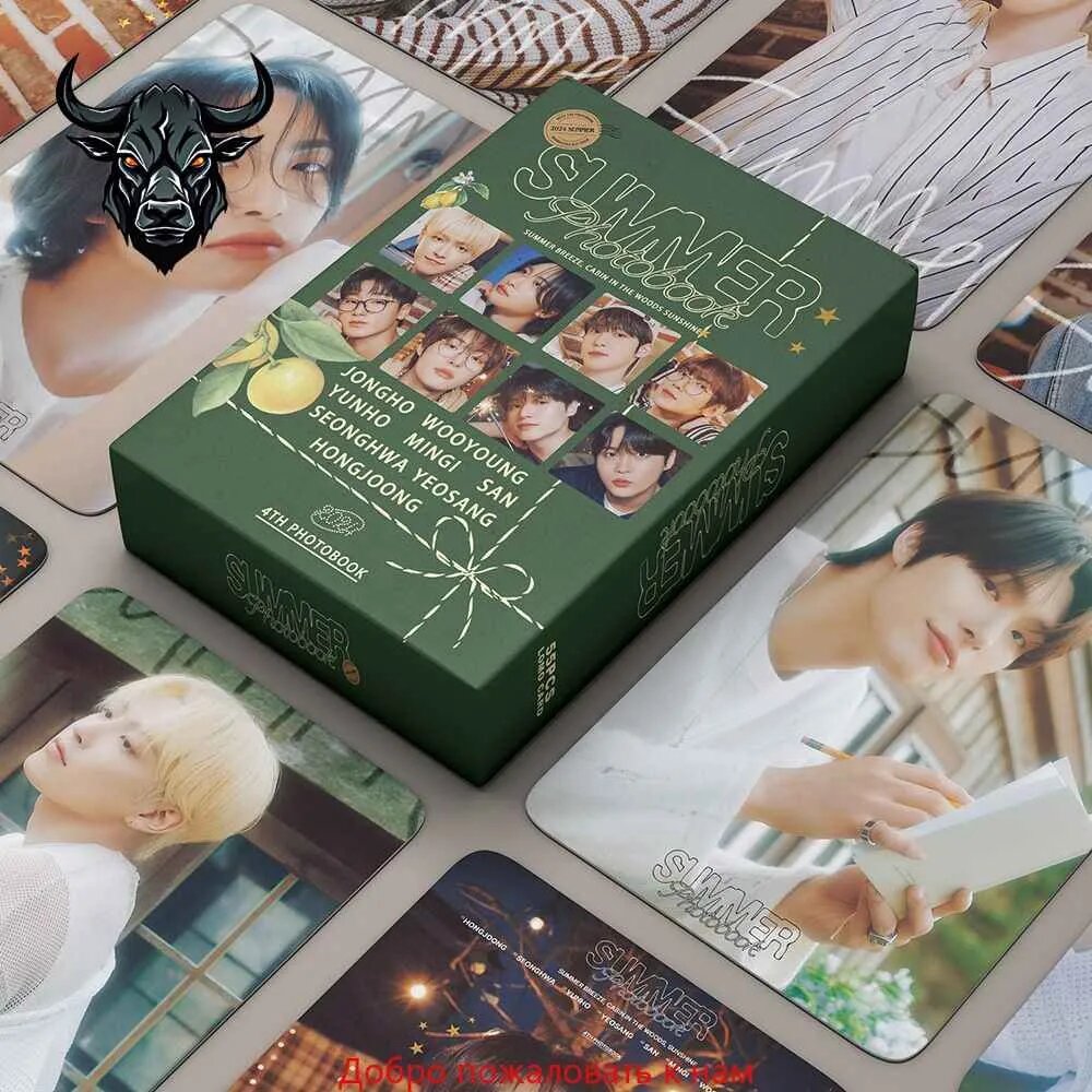 ATEEZ 55 шт. Ломо-карточки лето Фотоальбом 2024 KPOP Merch Golden Hour Фан-постер Фотоальбом