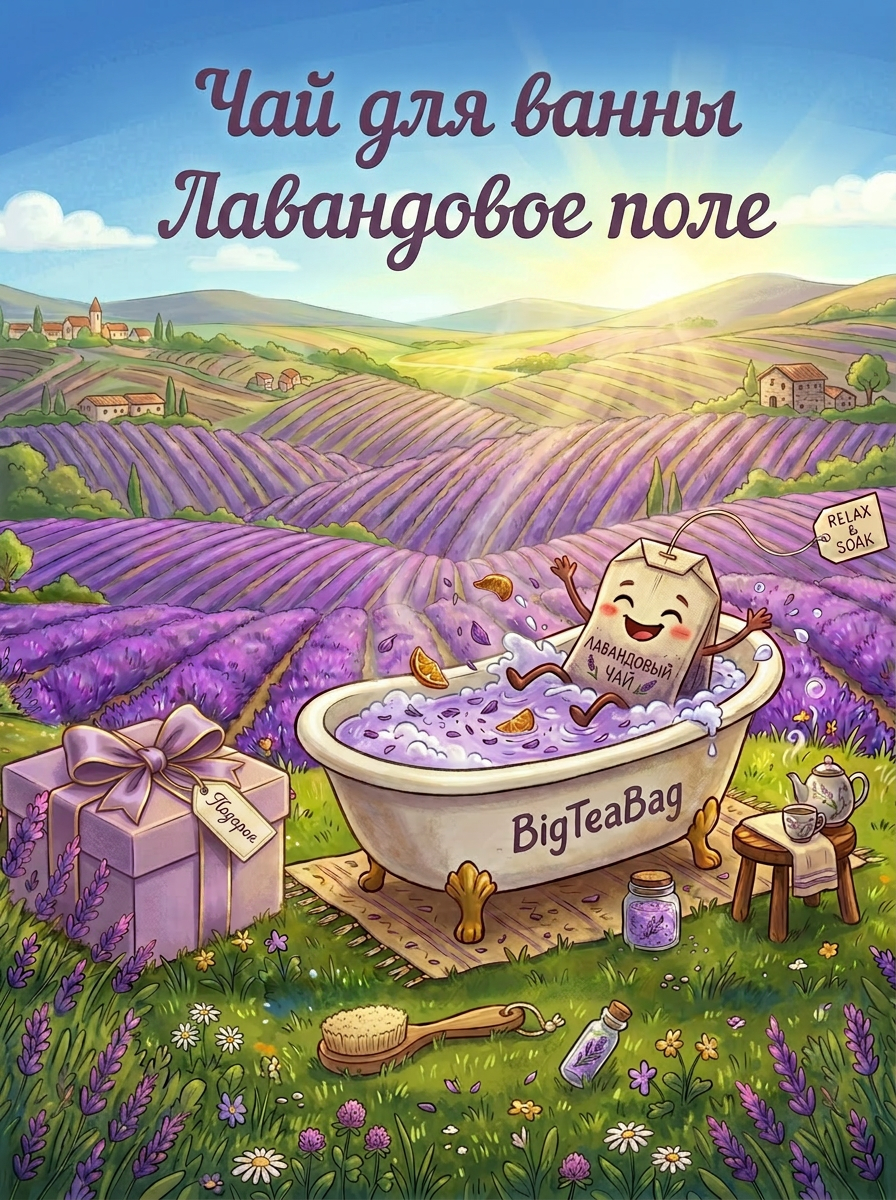 Чайный пакетик BigTeaBag "Лавандовое поле", для ванны, в зип упаковке, 225 г