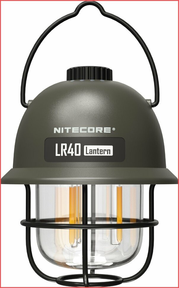 Кемпинговый фонарь NITECORE LR40 G (LR40-G), многофункциональный, USB-зарядный, аккумулятор 4000 мАч, 100 лм, черный