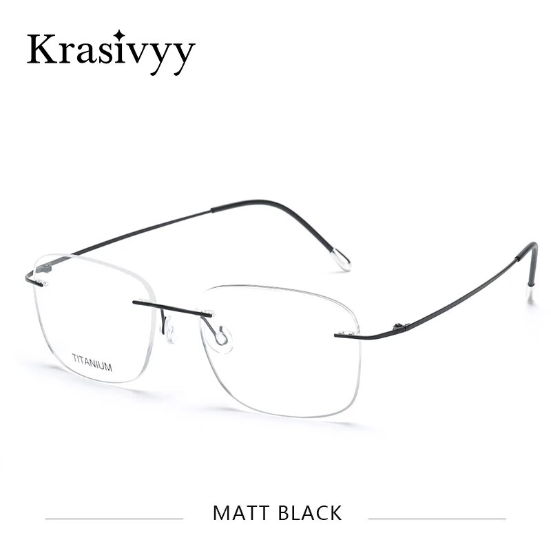 Krasivyy титановые очки без оправы Matt Black, Черный, Черный