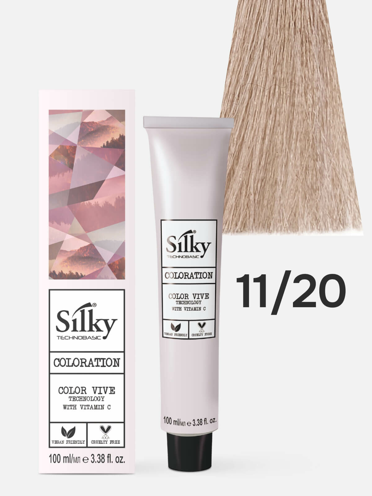 Крем - краска для осветления волос профессиональная Silky Color Vive/Ultralift 11/20 Суперосветляющий блонд Платиновый перламутровый, 100 мл