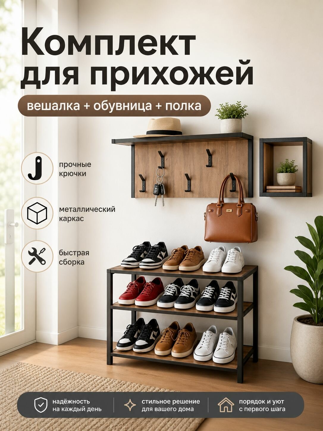 Комплект мебели для прихожей, с обувницей