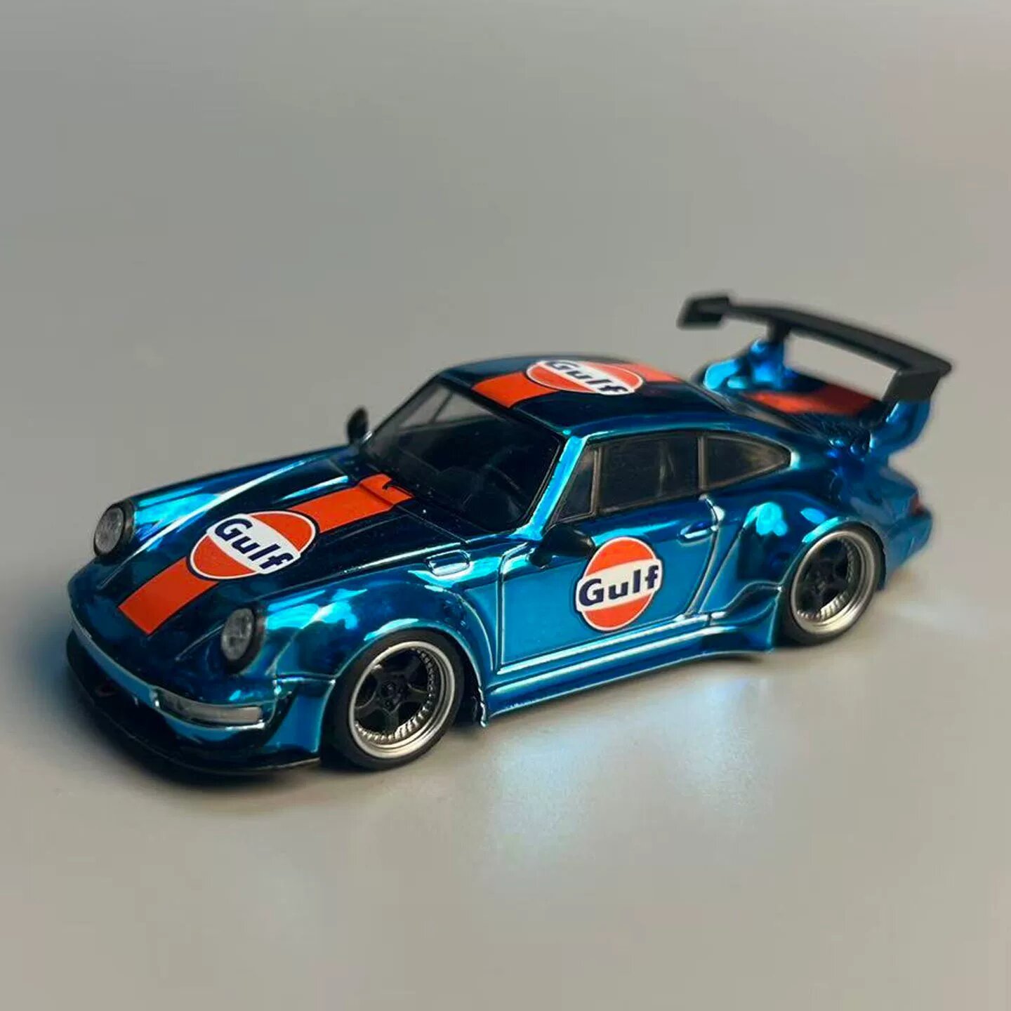 Porsche 964 Электрический Синий Gulf Racer 1:64 Масштабная Алюминиевая Модель