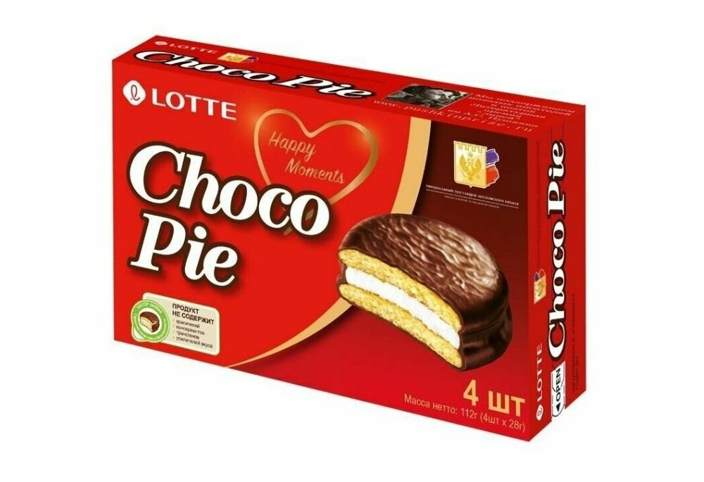 Lotte Печенье Чоко пай, 4 шт по 28 г, 112 г