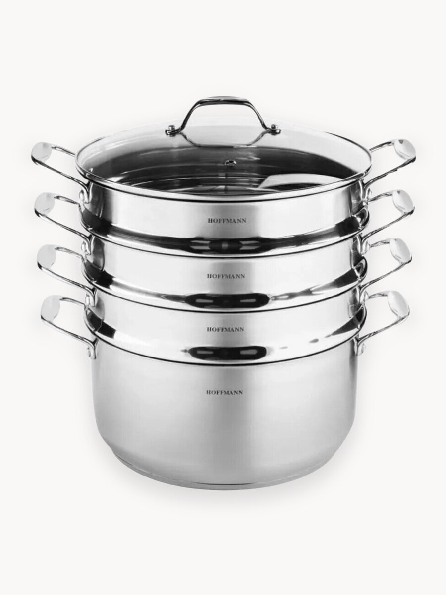 Мантоварка, пароварка HOFFMANN, нержавеющая сталь, 3 яруса (8,3 л)