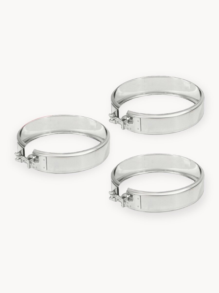 Набор хомут трубный обжимной 200 для дымохода на болте 3 шт, нержавейка AISI 430, Теплов и Сухов