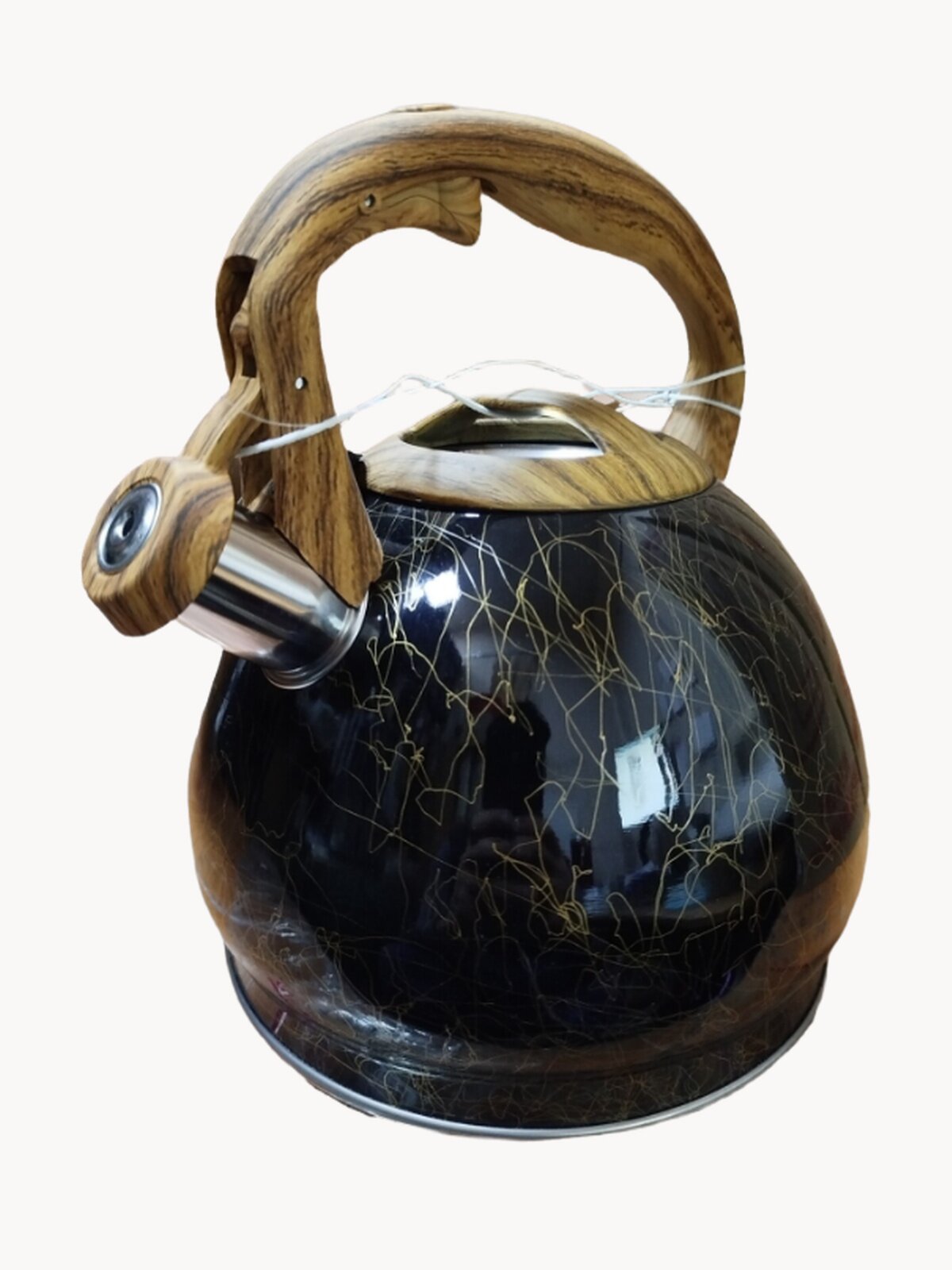 Чайник со свистком 3,0 л Vicalina vl-9724 черный с золотистым декором