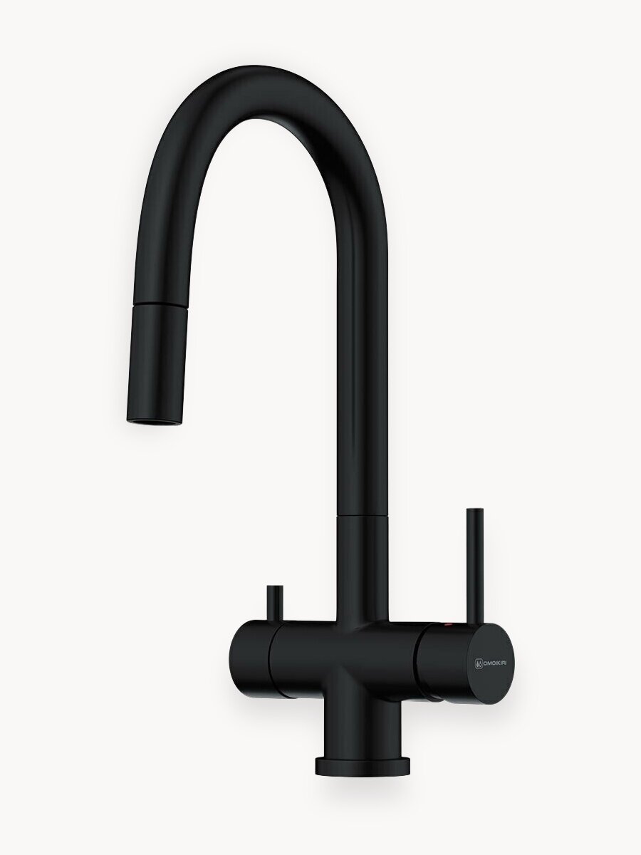 Смеситель для кухни OMOIKIRI 3 в 1 Akita-S-GB с подключением фильтра и выдвижным изливом / графит