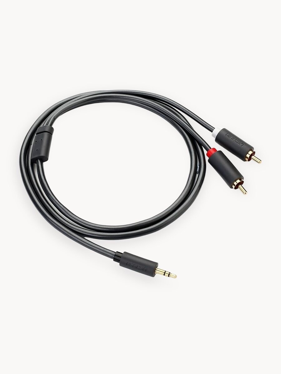 Аудиокабель UGREEN AV102 (10510) 3.5mm Male to 2 RCA Male Audio Cable. Длина: 2м. Цвет: серый