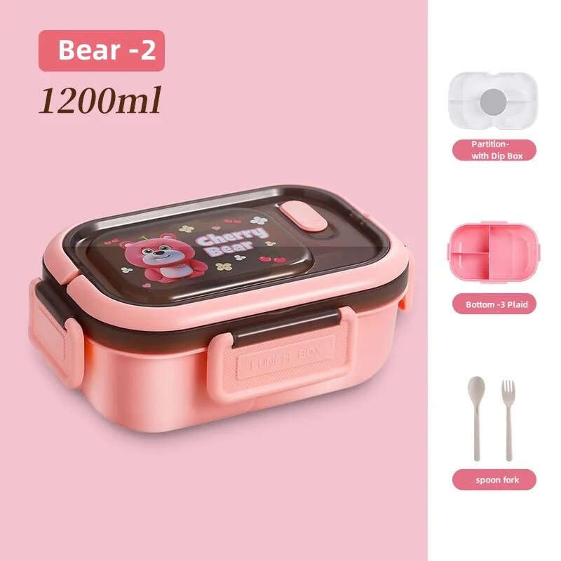 Ланч-бокс Bear-2 1200 мл, розовый