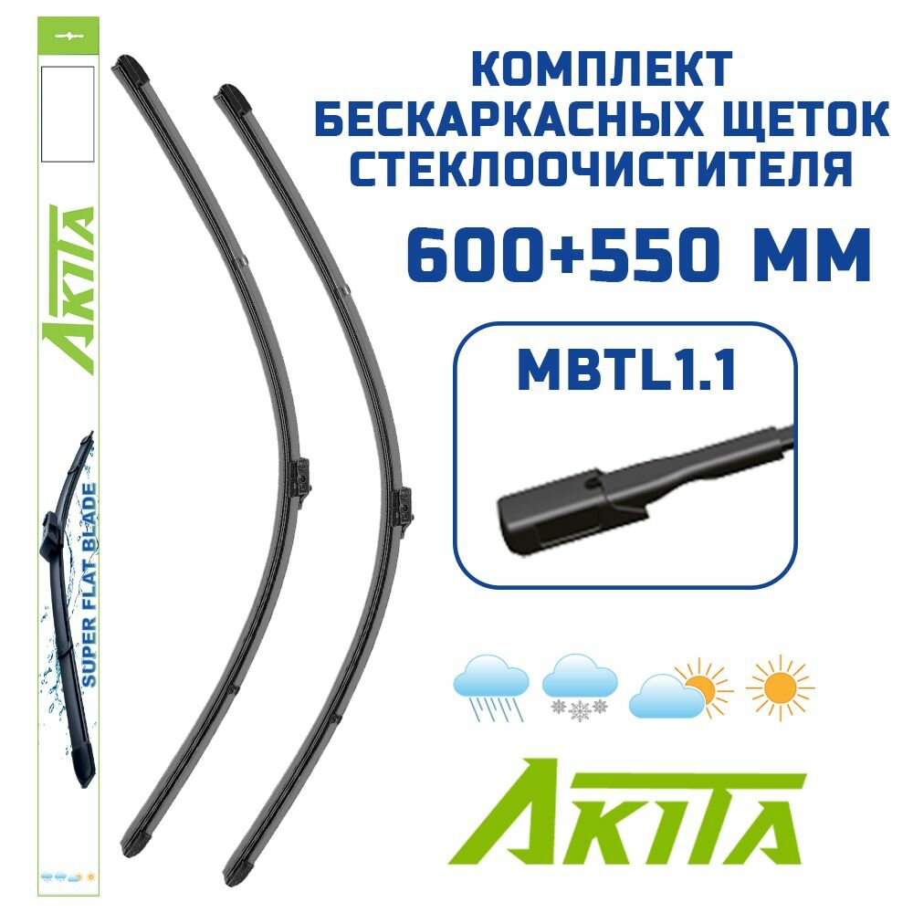 Бескаркасные щетки Mercedes GLB (X247) 09.2019- (600+550 мм)