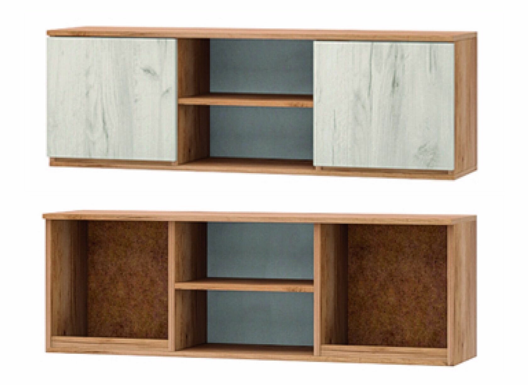 Антресоль 222 МС "Марчел", ширина 120 см, двухдверная, с открытыми полками, для спальни, гостиной или прихожей