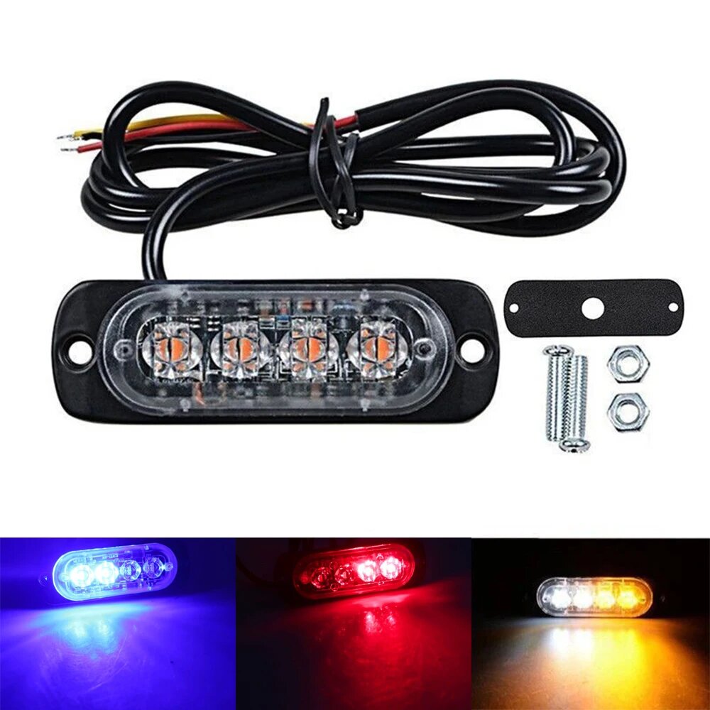 4LED проблесковый маячок Автомобильная сигнальная лампа Стробоскоп Решетка сигнальная yellow white