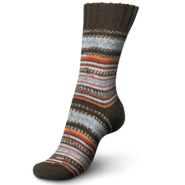 Design Line /Дизайн Лайн/ пряжа Regia, 4 нитки, MEZ, 9801270 (09135, Design Line REGIA PAIRFECT by Arne Carlos, fall night color (осенняя ночь), белый/голубой/коричневый/красный)