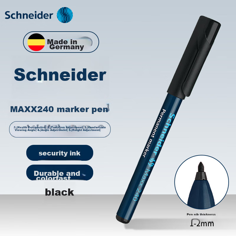 Schneider Marker Pen, Large Capacity Quick-Drying Marker for Students, Eco-Friendly Office Marking Pen, Maxx240-Black