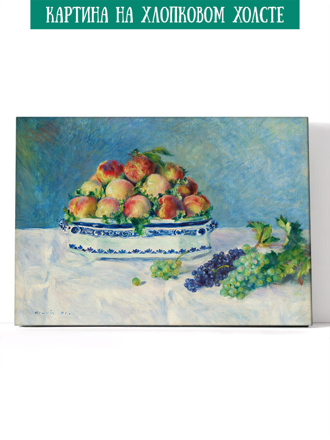Картина/Натюрморт с персиками и виноградом. Огюст Ренуар