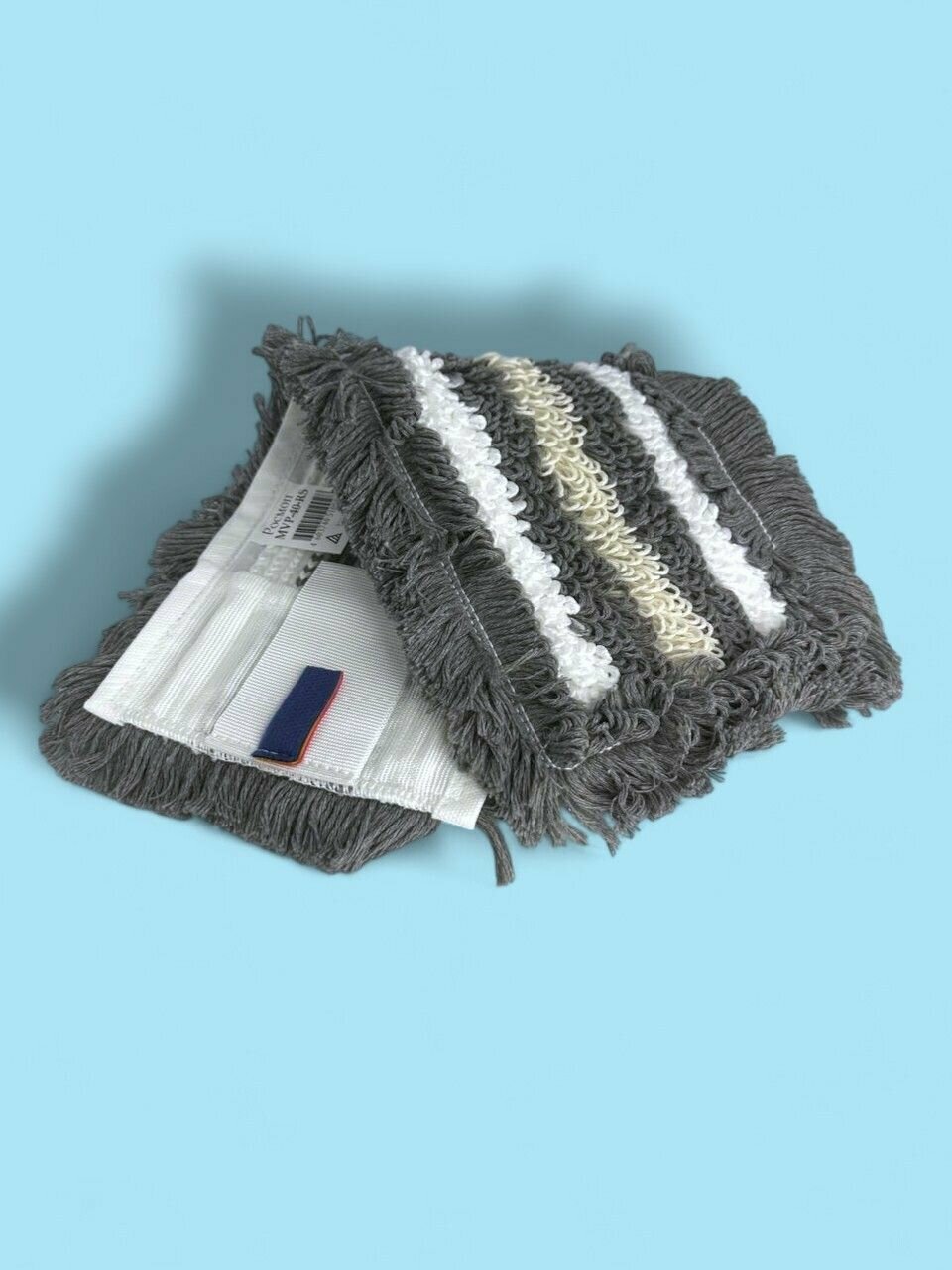 Моп петельный тафтинговый, комбинированный, серый, 40 см, карман, язык, MVP-40-RS