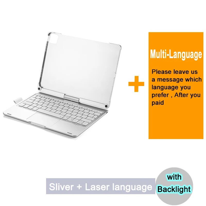 Чехол с клавиатурой Bluetooth для iPad Pro 11 For Pro 11 2022, SliverBacklit laser