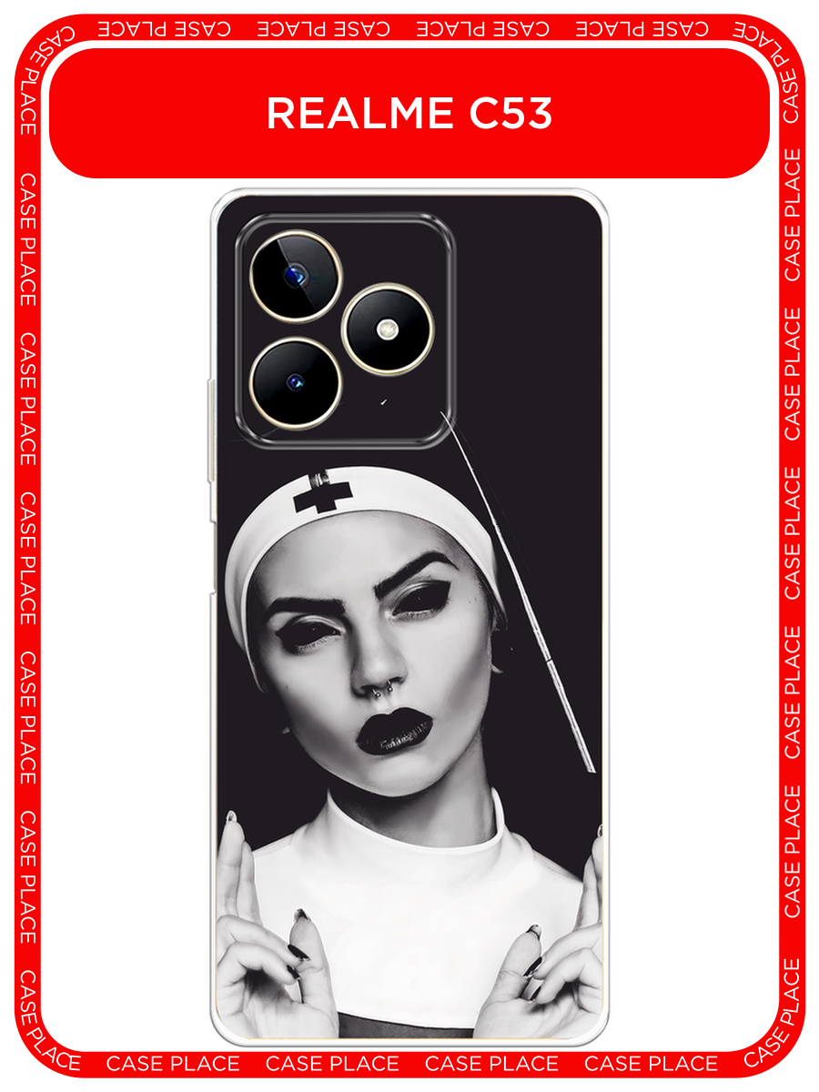 Чехол на Realme Note 50 / Реалми Нот 50 с принтом Черная монашка