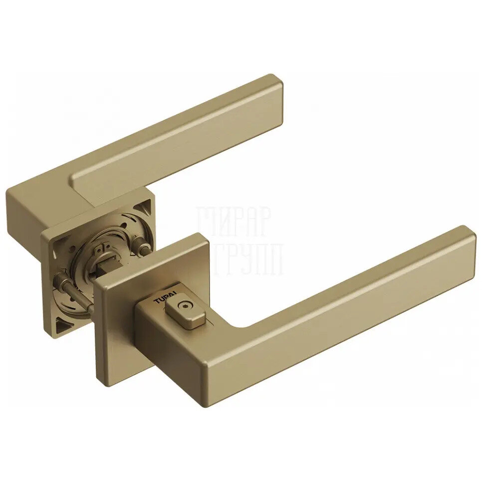 Дверная ручка Tupai 4275 "Prive" 5S QP-208 ( с блокировкой ) R WC ( полотно 54-61 мм) матовое золото (правая)