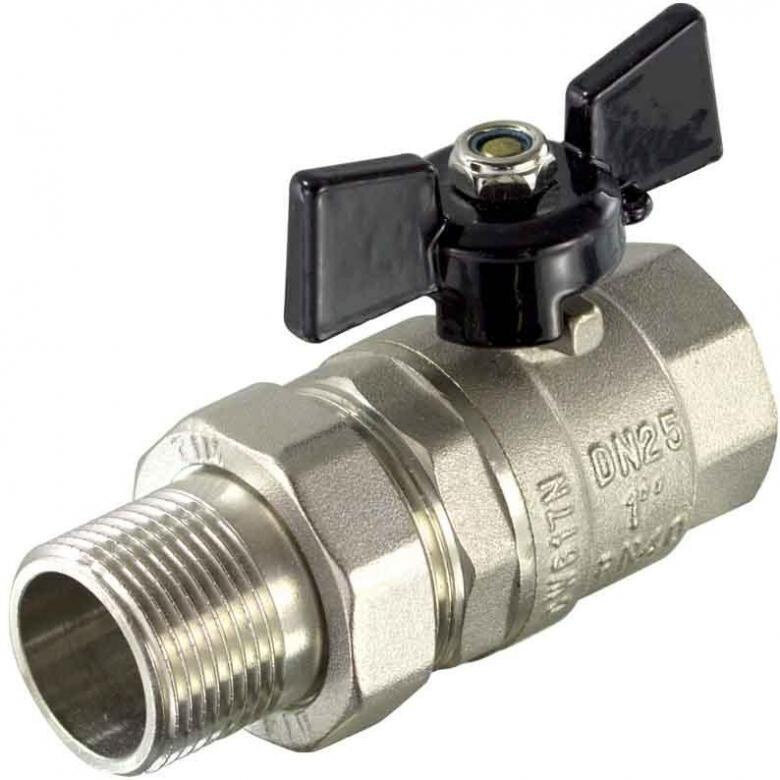 Кран шаровый с американкой Bugatti 1"