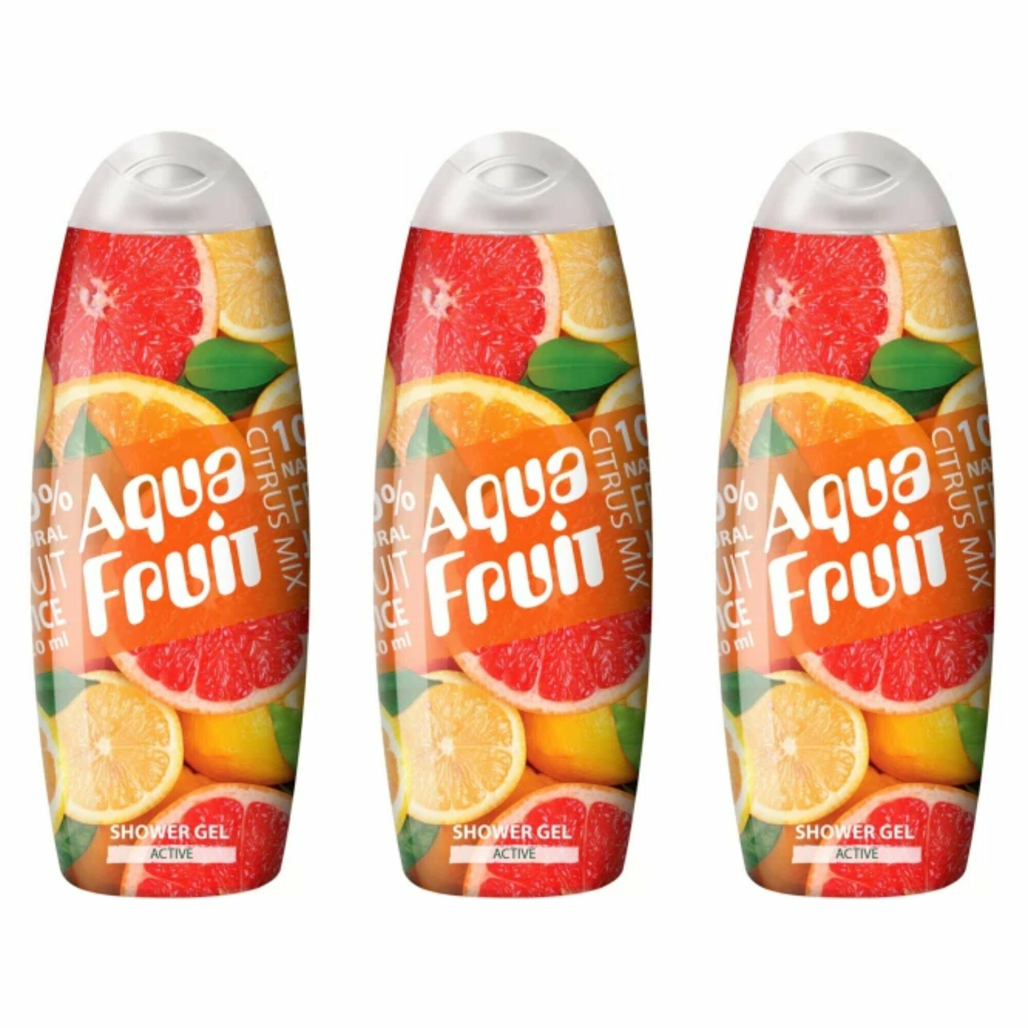 Гель для душа БИГ, Aquafruit, Active, Цитрусовый микс, 420 мл, 3 шт