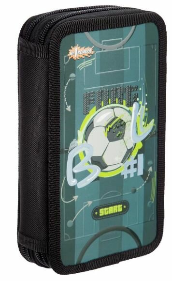 Пенал двухсекционный Комус Класс Football, цвет черный