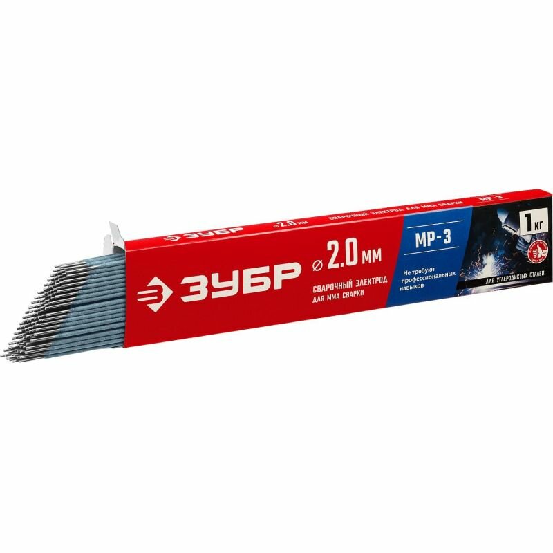 Электроды ЗУБР МР-3 рутил, d2,0х300 мм, 1 кг, коробка (40011-2.0)