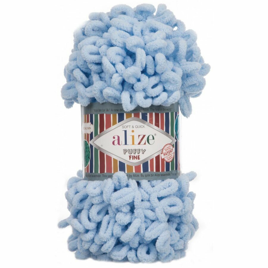 Пряжа Alize PUFFY FINE 218 бл. голубой (5 мотков)