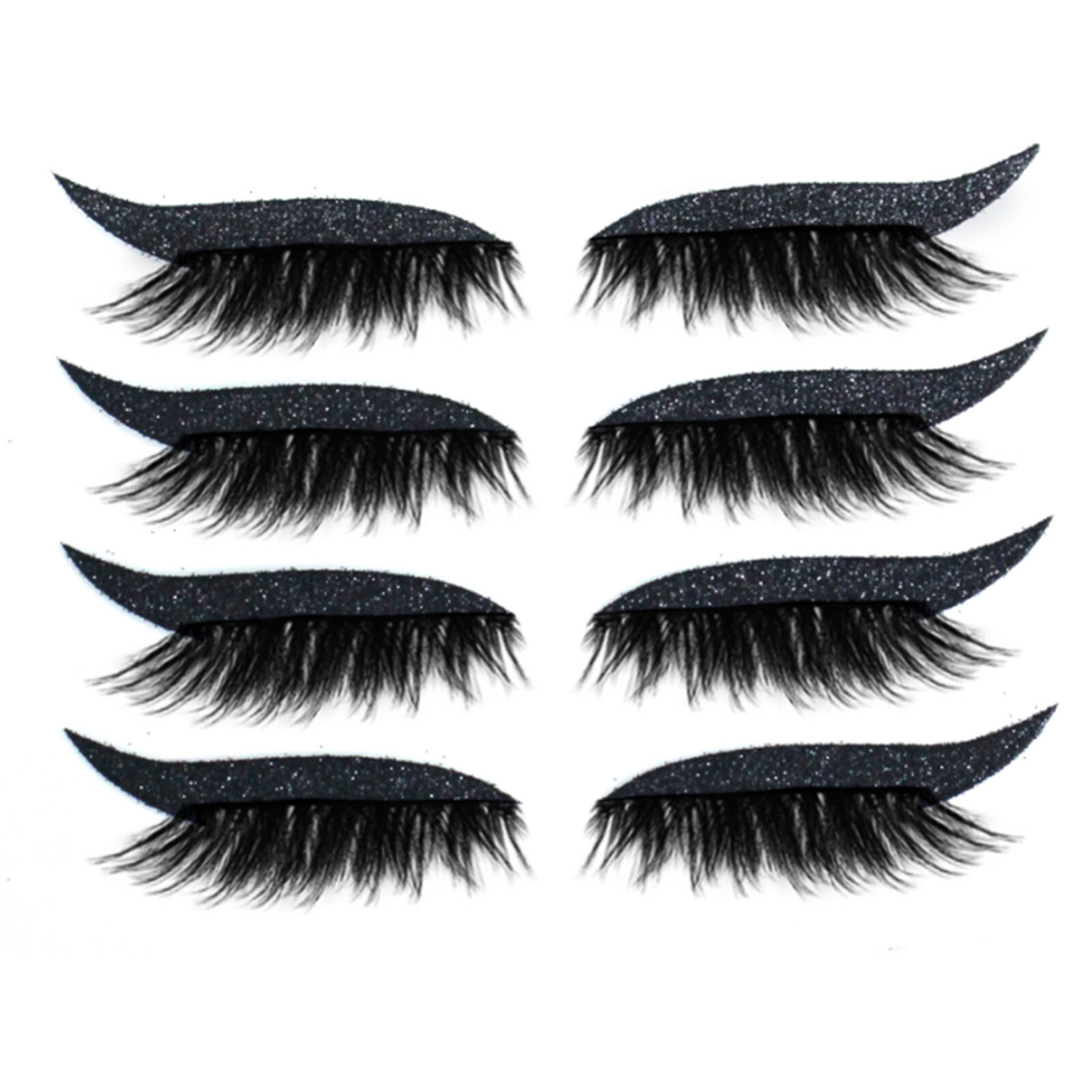 4 пары наклеек-карандашей для глаз с блеском, ложные ресницы, многоразовые, водонепроницаемые, долговечные, для повседневного макияжа, вечеринок, косплея, цвет: черный, зеленый, флуоресцентный, золотой, синий, розовый, пурпурный (по выбору), размер