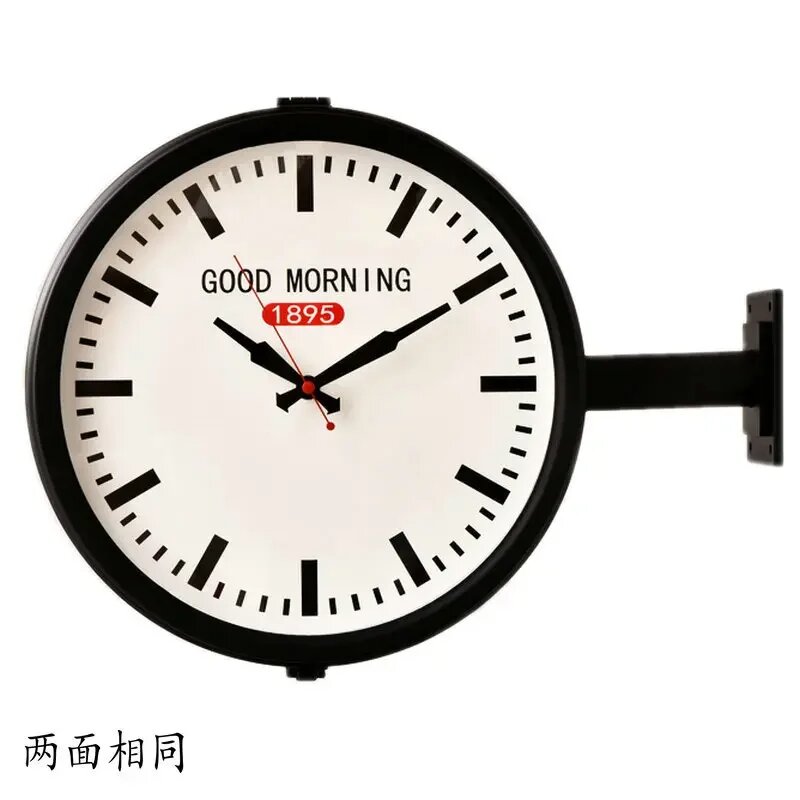 Модные железные двухсторонние кварцевые часы в скандинавском стиле с простой индивидуальностью, домашние минималистичные Подвесные часы, домашний декор, Black