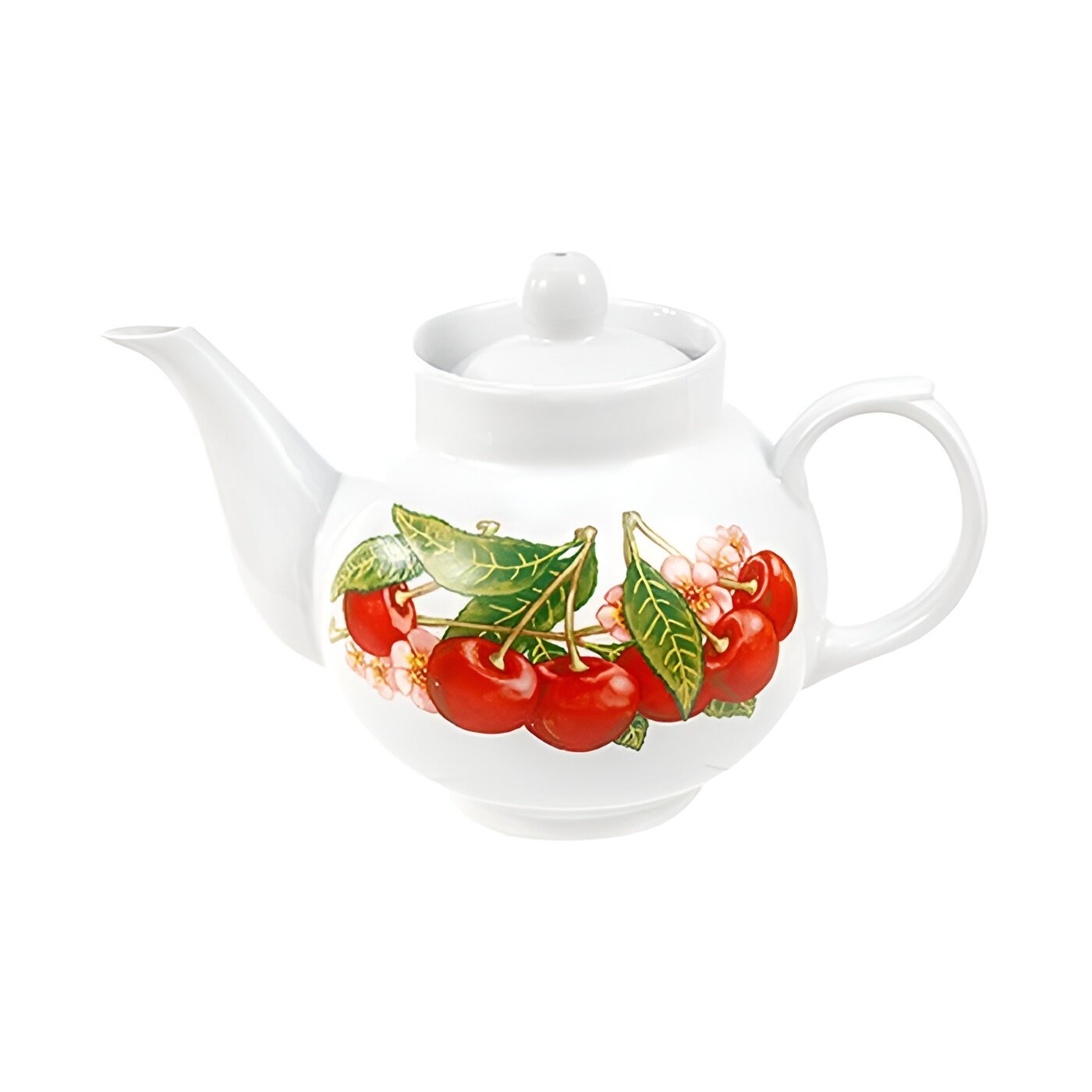 Чайник заварочный фарфоровый, объем 700 мл, Дулевский фарфоровый завод, ф. Рубин "Вишня"