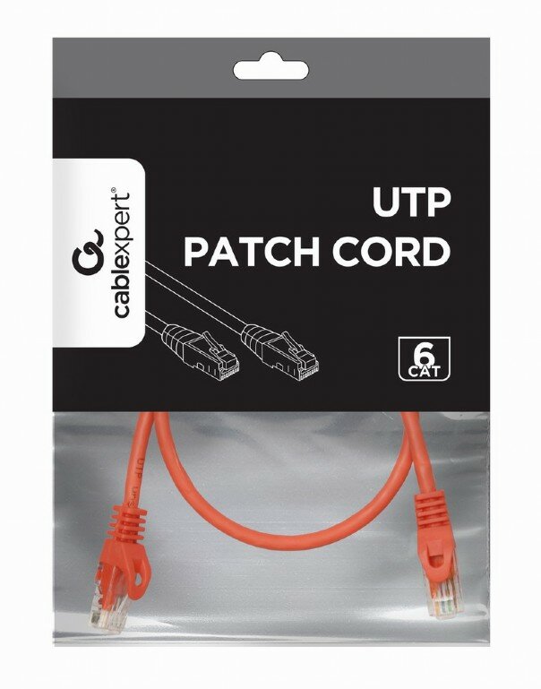 Cablexpert Патч-корд UTP 6 кат. Cablexpert PP6U-0.5M/R с разъемами RJ-45, красный (0.5м)