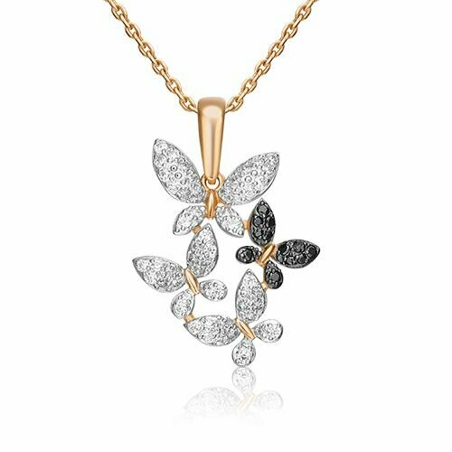 Подвеска, красное золото, 585 проба, фианит