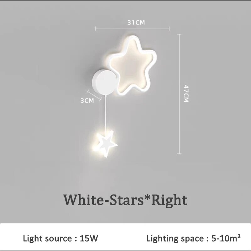 Настенные светильники XIUAN Мультяшные звезды луна облако для детской Белый, White Stars Right