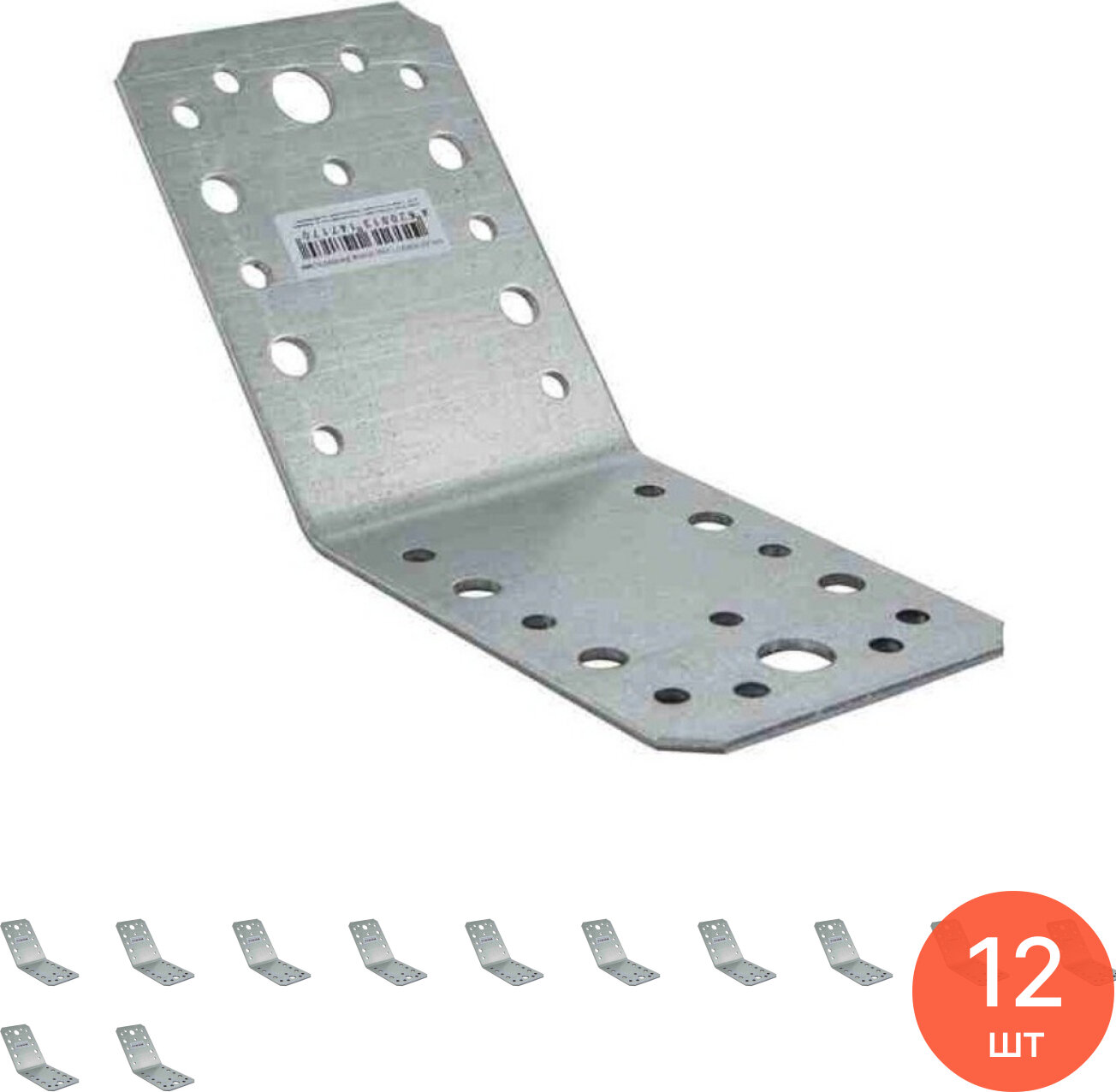 Крепежный уголок Rock Solid Connection / Рок Солид Конекшн для стропильного соединения 135 градусов, из оцинкованной стали, серый, 90х90х65х2мм / строительство и ремонт (комплект из 12 шт)