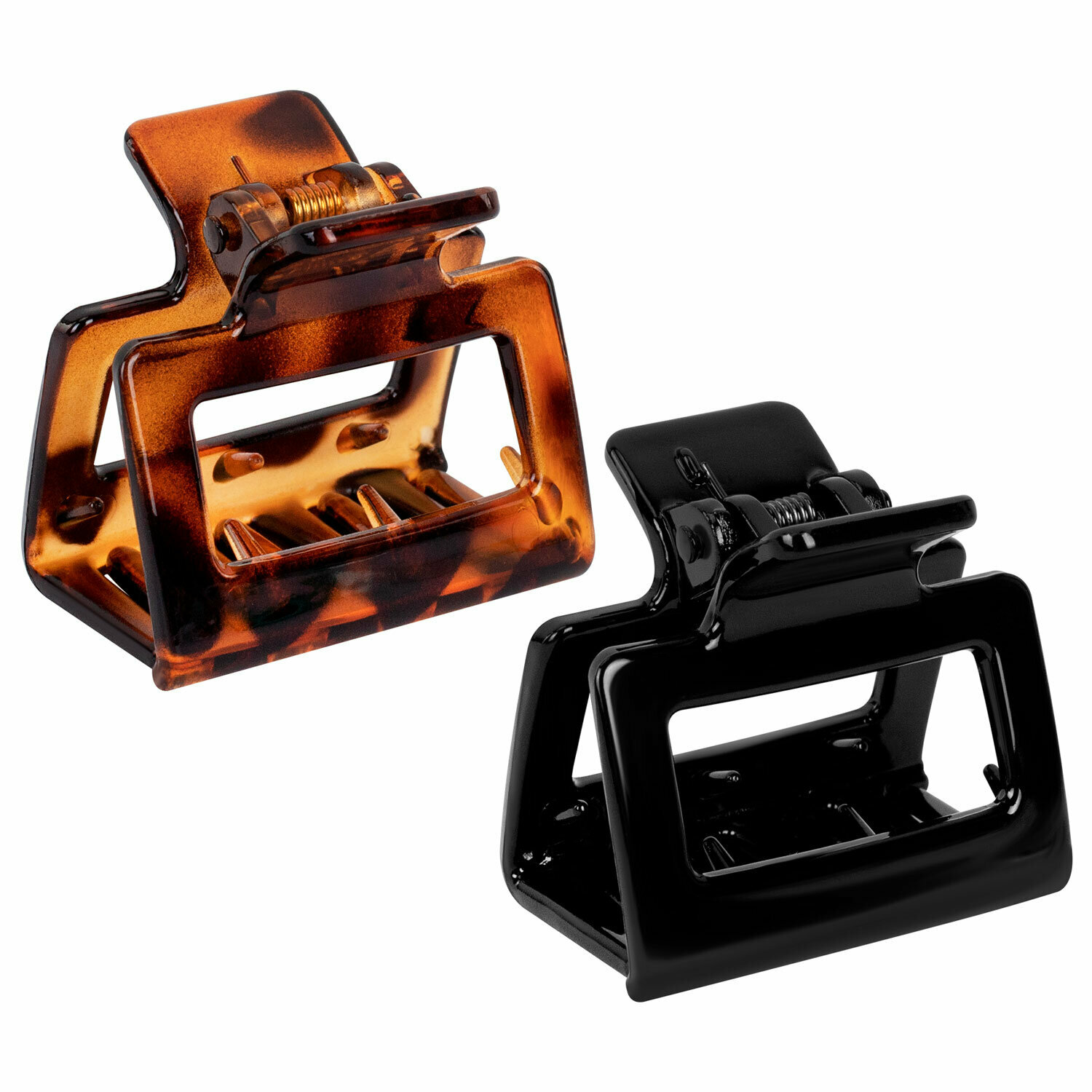 Упаковка 12 шт. Краб для волос набор 2 шт, 3,8 см, глянцевый, чёрный и черепаховый, MONTE VITA (монте вита), 457010