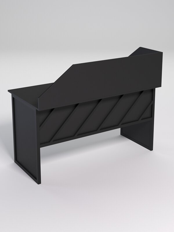 Стол рабочий офисный С-03 с экраном "стронг" в стиле лофт декор №2, Черный