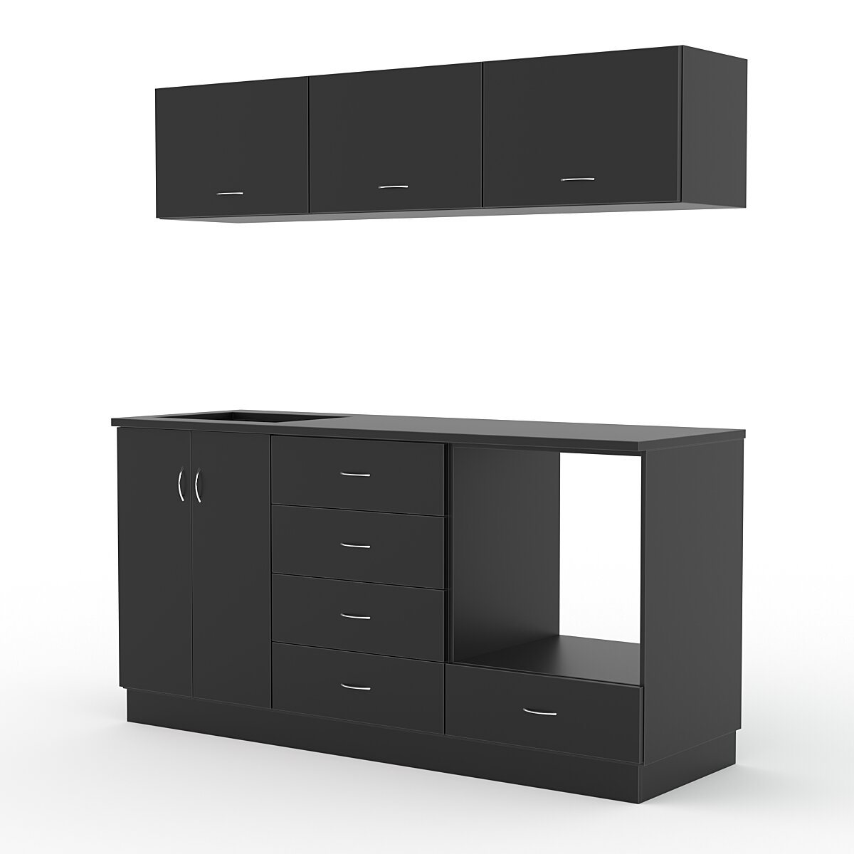 Кухонный гарнитур со столешницей 25мм №1А, Черный. Производитель товара - компания Westcom.