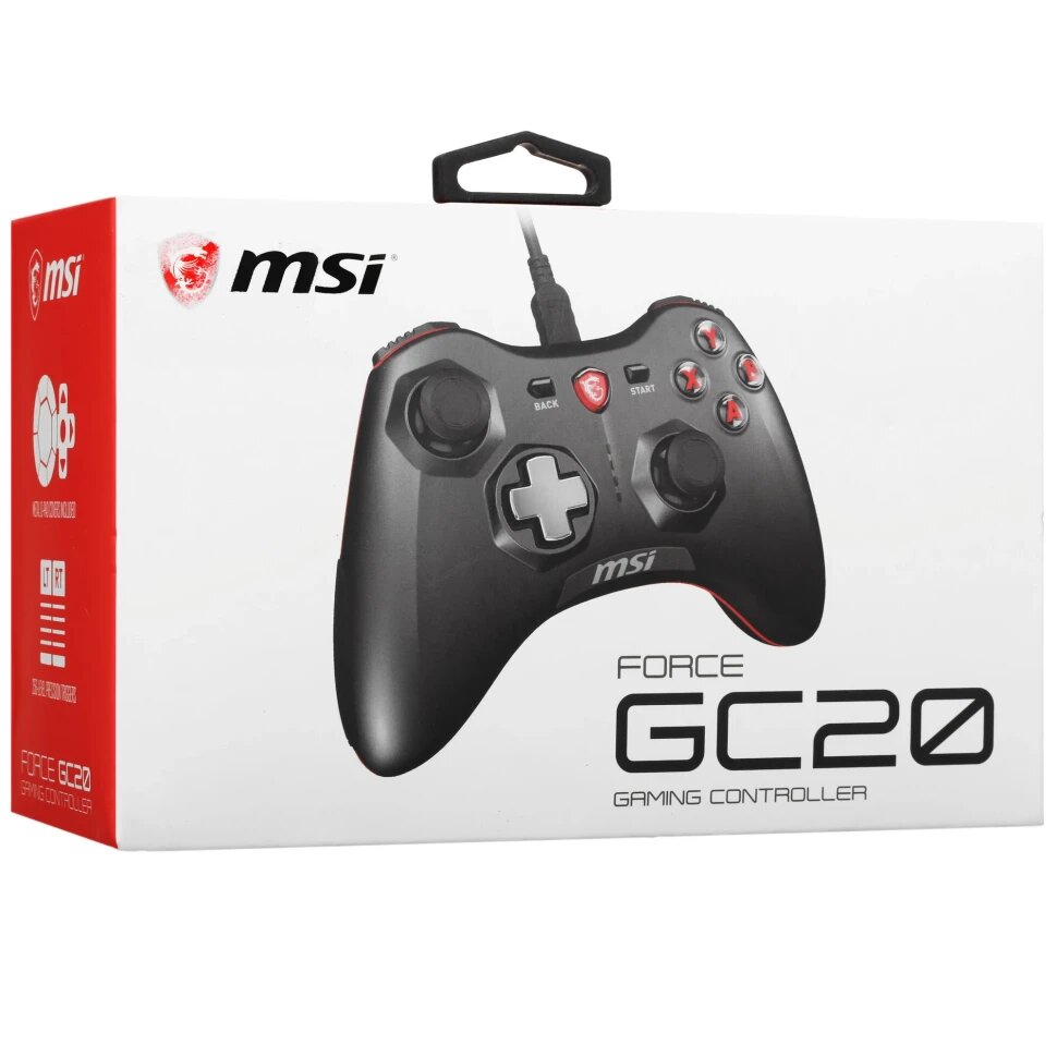 Геймпад проводной MSI Force GC20, for Android, PC, PlayStation 3, черный