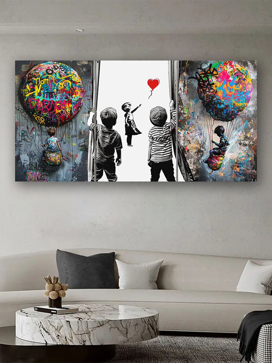 Картина интерьерная на стену - "Banksy / Бэнкси, уличное искусство граффити" , 40х80 см.