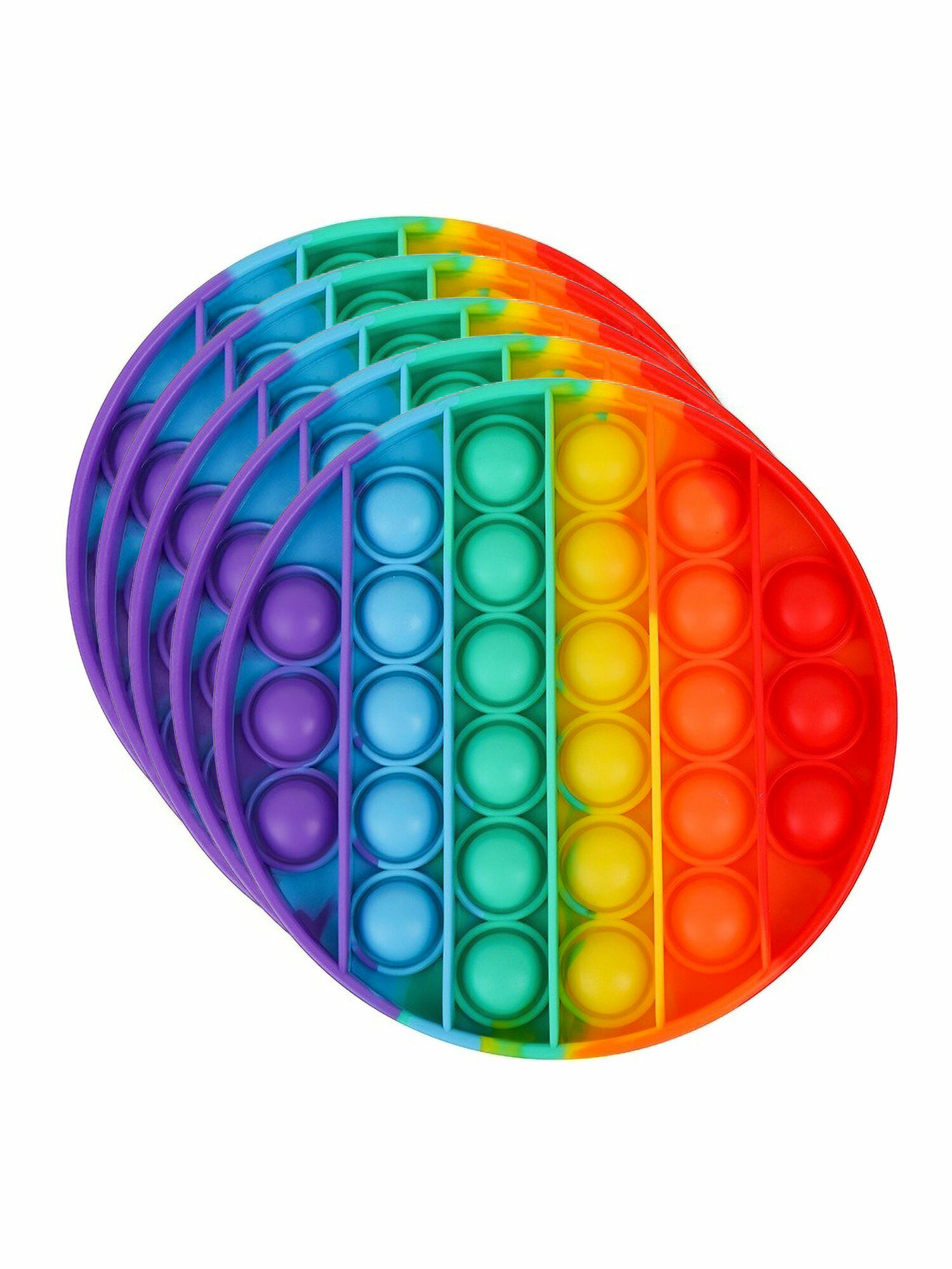 Детская игрушка-антистресс Pop It вечная пупырка, круг, мультиколор, 5 шт. 13х13 см