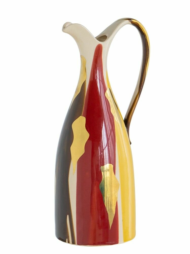 Кувшин декоративный керамический 18х16х42 см красный желтый коричневый золотистый