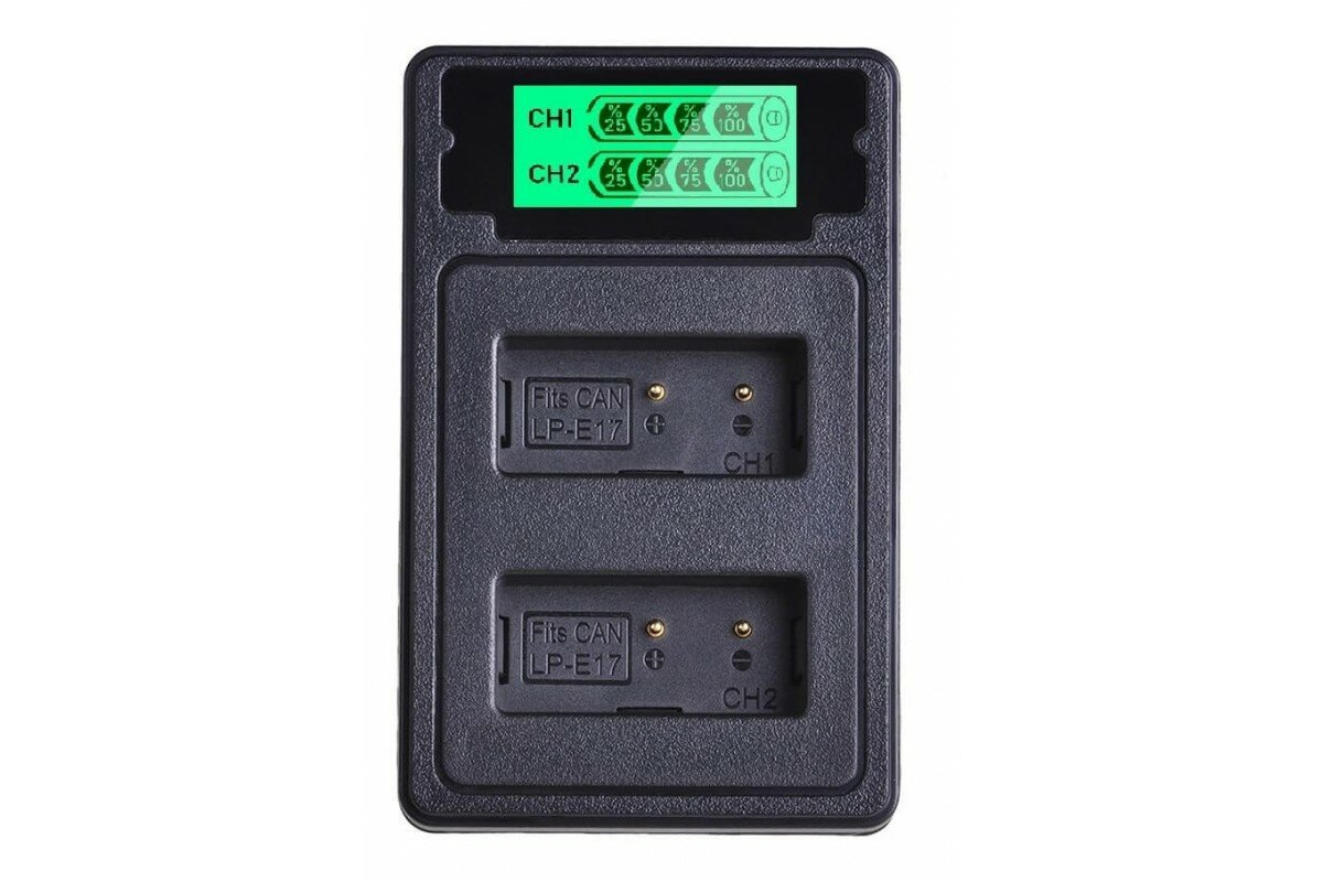 Аккумулятор LP-E17 + Двойное зарядное у-во USB-LCD-LPE17 Micro и Type-С USB Dual charger с дисплеем